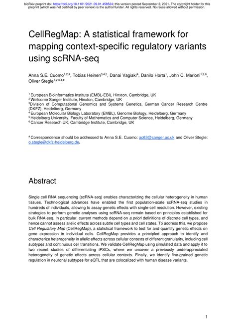 pdf cellregmap a statistical framework for mapping context specific regulatory variants using