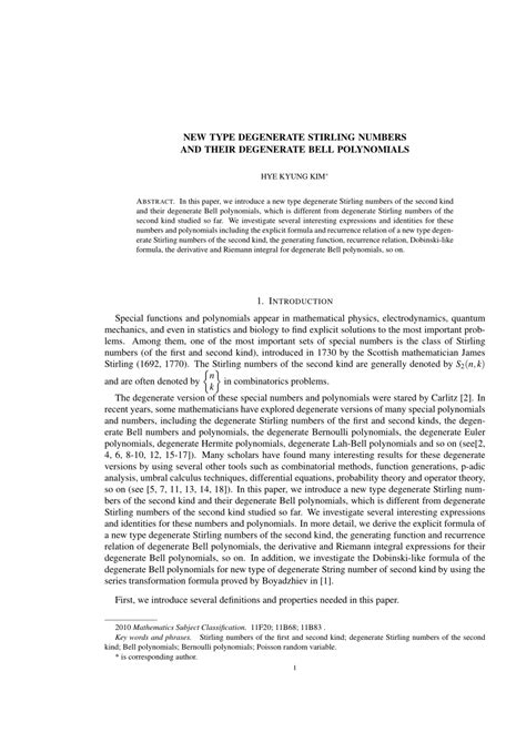 Pdf New Type Degenerate Stirling Numbers And Their Degenerate Bell Polynomials