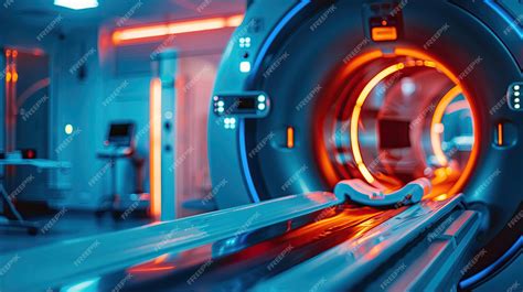 Modern Medical Scanner Interior With Examination Table Premium Ai