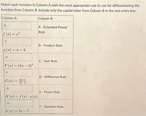 Solved Match Each Function In Column A With The Most Chegg