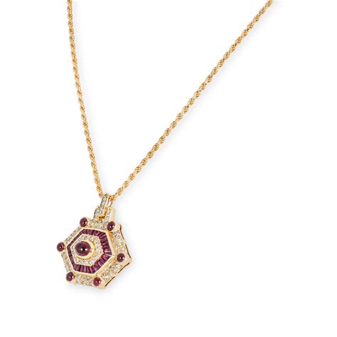 Yellow Gold Ruby And Diamond Pendant Rich Diamonds