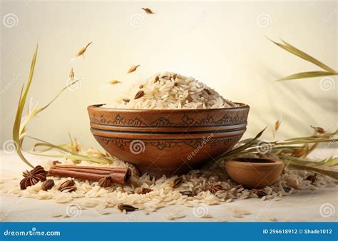 Wooden Bowl Of White Rice Stock Illustration Illustration Of Wooden