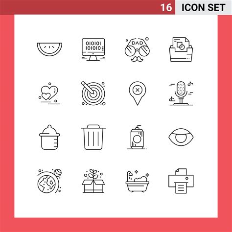 16 Creative Icons Modern Signs And Symbols Of Love Folder Dad File Folder Document Editable