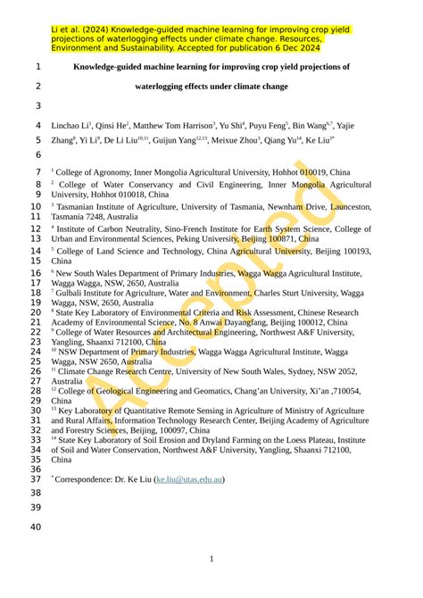 Pdf Knowledge Guided Machine Learning For Improving Crop Yield
