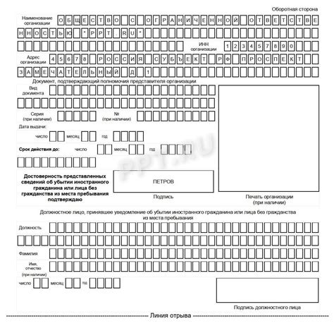 Образец заполнения уведомления о выбытии иностранца в 2025 году