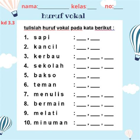 Worksheet Huruf Vokal Dan Konsonan