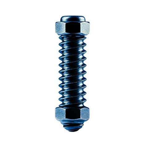 Closeup Of A Metallic Hexagonal Bolt With Threaded Shaft And Nut Background 65916978 Png