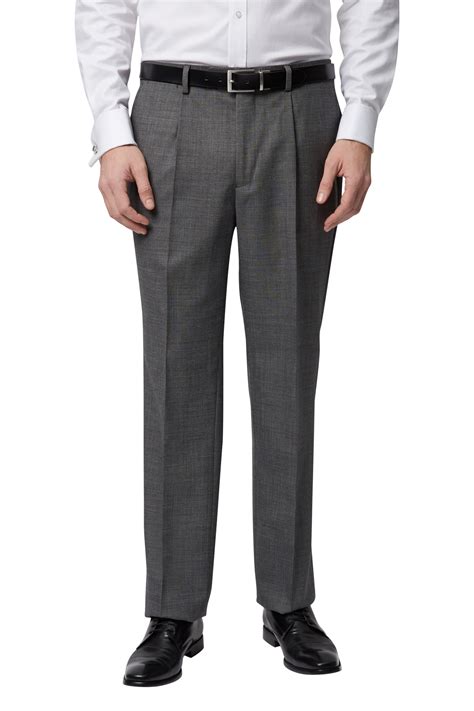 Moss Bros Regular Fit Charcoal Pleated Trousers Buy Online At Moss