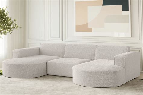 Wohnlandschaft U Form Sofa Palma In Stoff Ascot Pearl