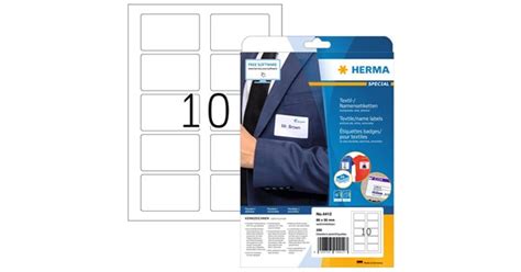 HERMA 4412 Namens Textiletiketten weiß 80 x 50 mm 25 Blatt