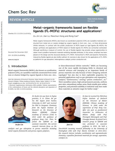 Pdf Metalorganic Frameworks Based On Flexible Ligands Fl Mofs