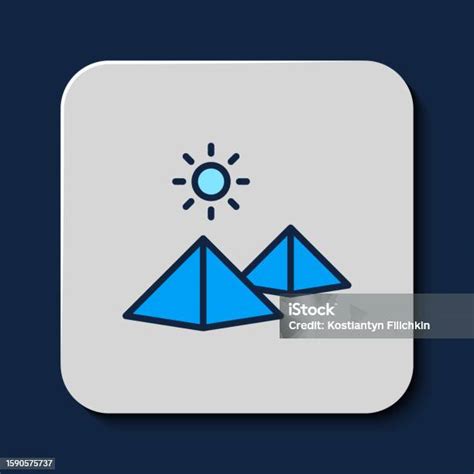 Contour Rempli Icône Des Pyramides Dégypte Isolée Sur Fond Bleu Symbole