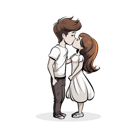 El día de san valentín una pareja de jóvenes besándose dibujos