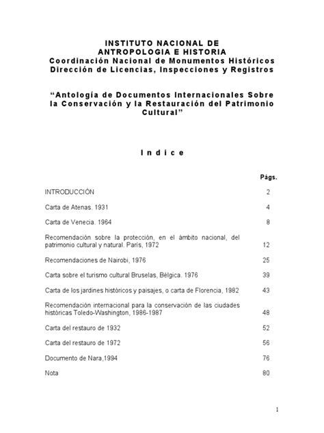 Antologia De Cartas Internacionales Sobre Conservacion Pdf Patrimonio Cultural Patrimonio