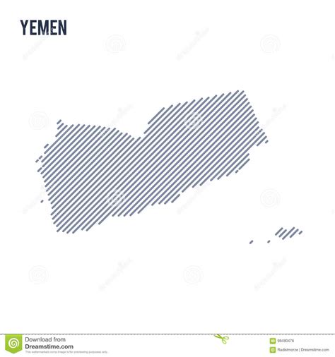 Vector Abstract Hatched Map Of Yemen With Oblique Lines Isolated On A