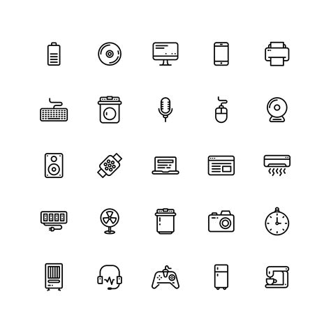 Set Of Electronic Icons In Line Art Vector Art At Vecteezy