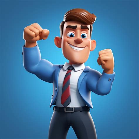 Premium Photo 3d Cartoon Character Doing Muscle Flexing