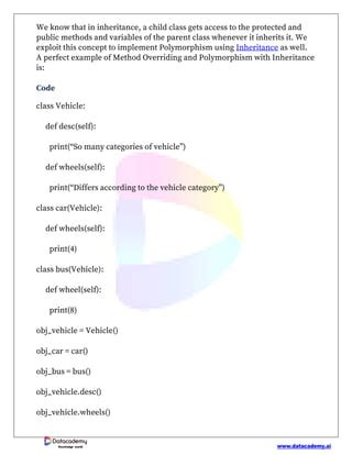 Learn Polymorphism In Python With Examples Pdf