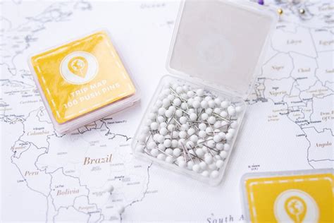 Map Push Pins White Round Head Tacks With Stainless Point Matte
