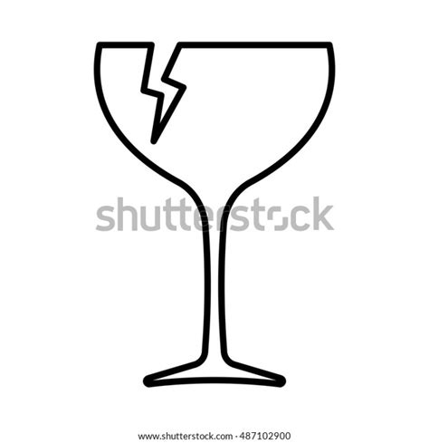 Fragile Line Icon Broken Wine Glass Stock Illustration 487102900