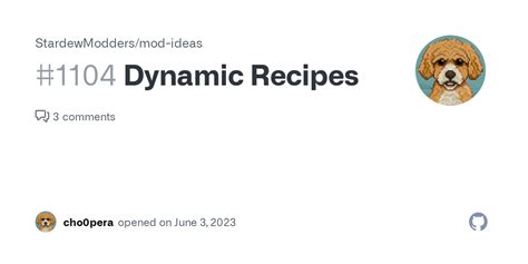 Dynamic Recipes · Issue 1104 · Stardewmoddersmod Ideas · Github
