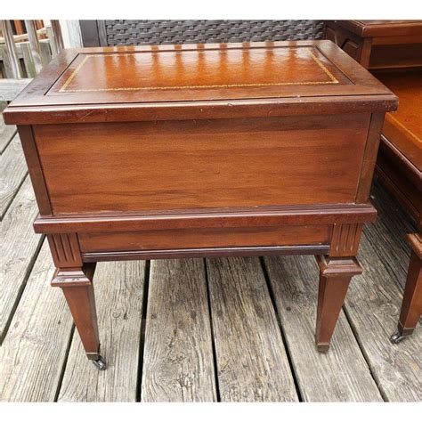 Mersman Two Tier Mahogany Tables With Leather Top Inserts Circa 1960s