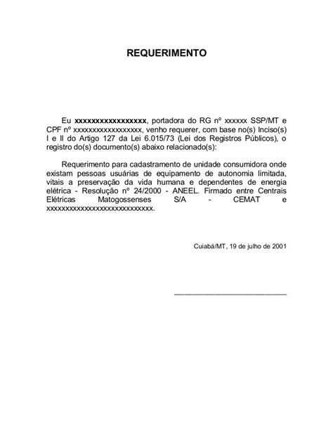 Modelo De Um Requerimento Angola