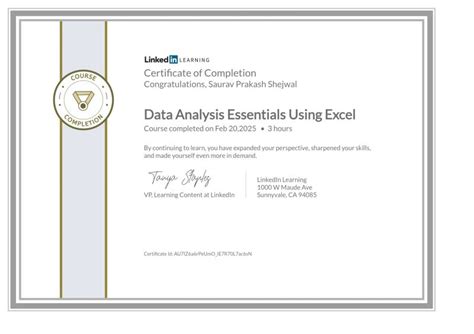 Dataanalysis Excel Linkedinlearning Continuouslearning Saurav