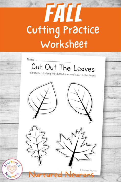 Leaf Cutting Practice Sheet Fall Cutting Worksheet Nurtured Neurons