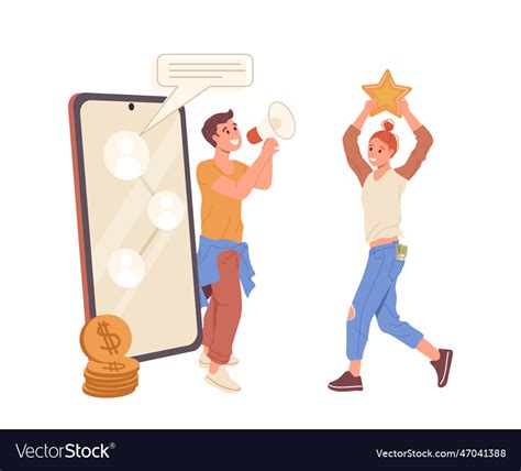 Man Announcing About Benefits Of Referral Program Vector Image