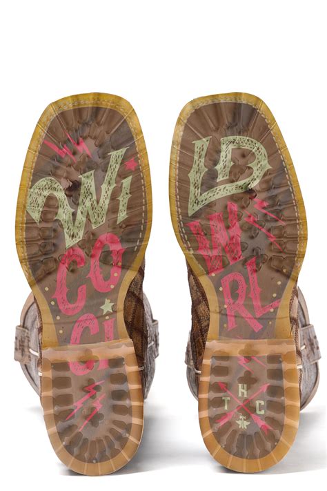 Tin Haul Womens Brown Patches Wild West Lug Sole Boots
