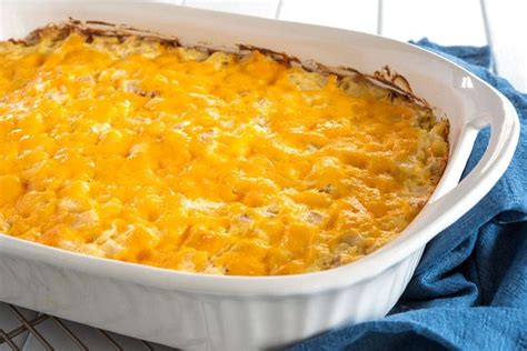 Easy Cheesy Hashbrown Casserole Recipe Using Frozen Shredded Or Diced Potatoes Potatoe