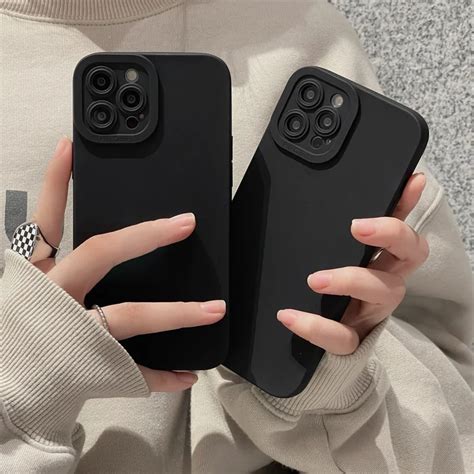 Funda De Tel Fono De Silicona TPU Negra De Alta Gama A Prueba De Golpes