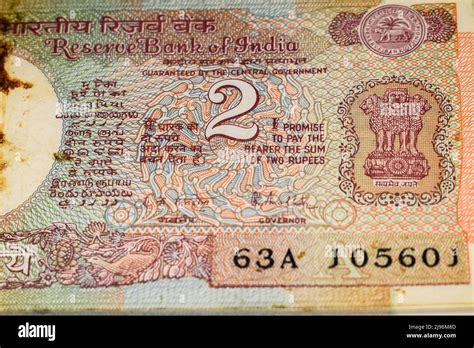 Old Two Rupee Notes Combined On The Table India Money On The Rotating