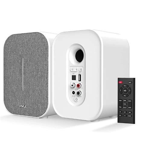 Pyle Usa 데스크탑 블루투스 책장 스피커 50와트 Max Hifi 스튜디오 모니터 책상 스테레오 액티 티몬