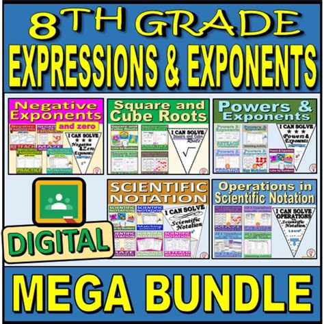 Exponents And Scientific Notation Mega Bundle 5 Digital Learning Stations