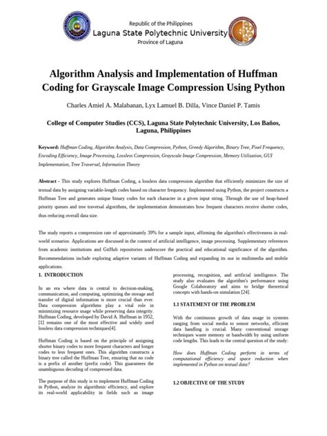 Algorithm Analysis And Implementation Of Huffman Coding For Grayscale Image Compression Using
