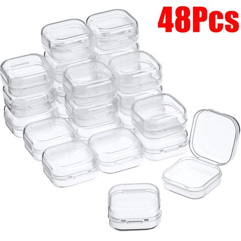 48pcs 353518cm 뚜껑을 가진 소형 명확한 플라스틱 저장 상자 콘테이너 구슬을 S 빈 Hinged 상자