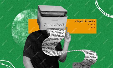 premium photo generative ai concept collage art man with printer head