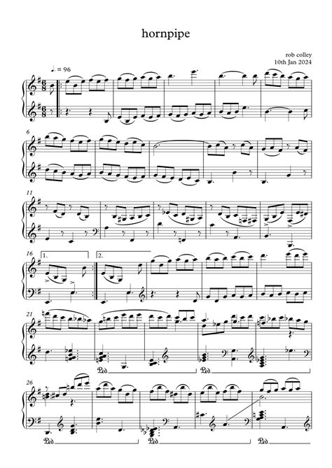 Hornpipe Sheet Music Rob Colley Piano Solo