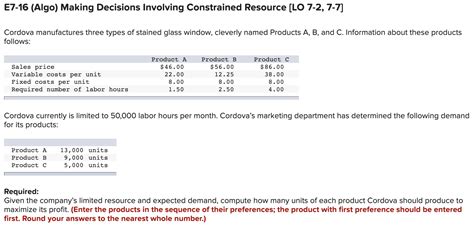 solved e7 16 algo making decisions involving constrained