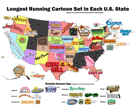 Longest Running Cartoon Set In Each State Based Maps On The Web