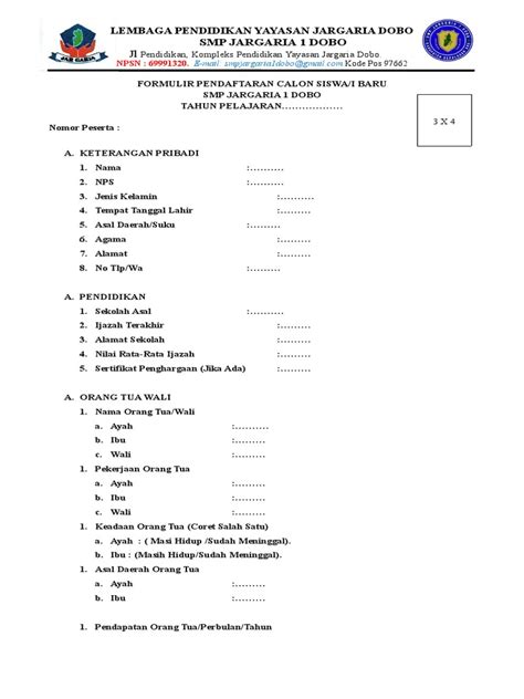 Formulir Ppdb Smp Pdf