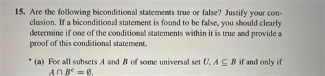 Solved 15 Are The Following Biconditional Statements True