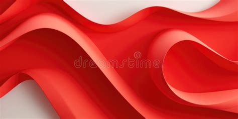 Abstract Red Flowing Waves With Smooth Curves And Dynamic Movement Stock Illustration