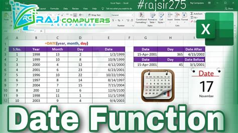 Date Function How To Use Date Formula In Excel Raj Computers