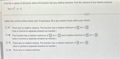solved find the x values of all points where the function