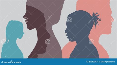 Silhouette Profile Of Multiethnic People Empowerment Racial Equality