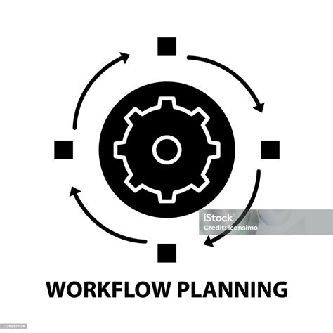 워크플로 기획 아이콘 편집 가능한 스트로크가 있는 검은색 벡터 사인 컨셉 일러스트레이션 0명에 대한 스톡 벡터 아트 및 기타