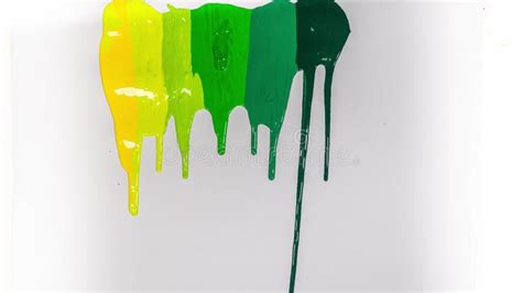 Time Lapse Yellow Light Green And Dark Green Of Watercolors Are